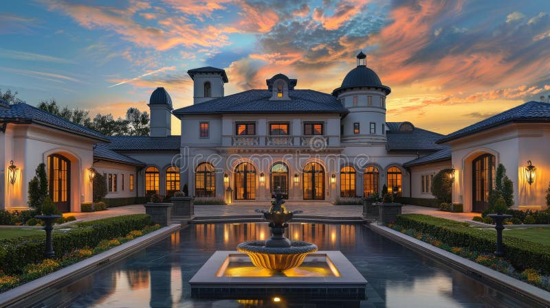 Luxurious Mansion Exterior with Elegant Architecture and Landscaping ...