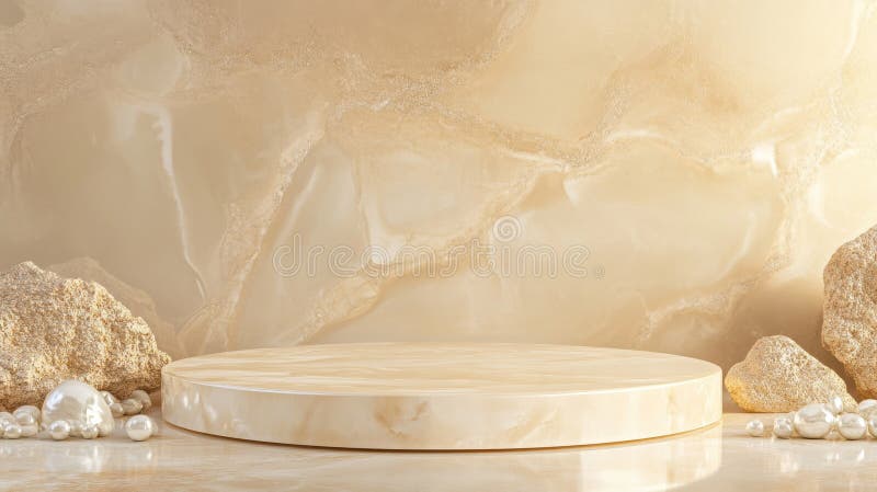 Luxurious Marble Display Stand with Pearls and Rock Elements Stock ...