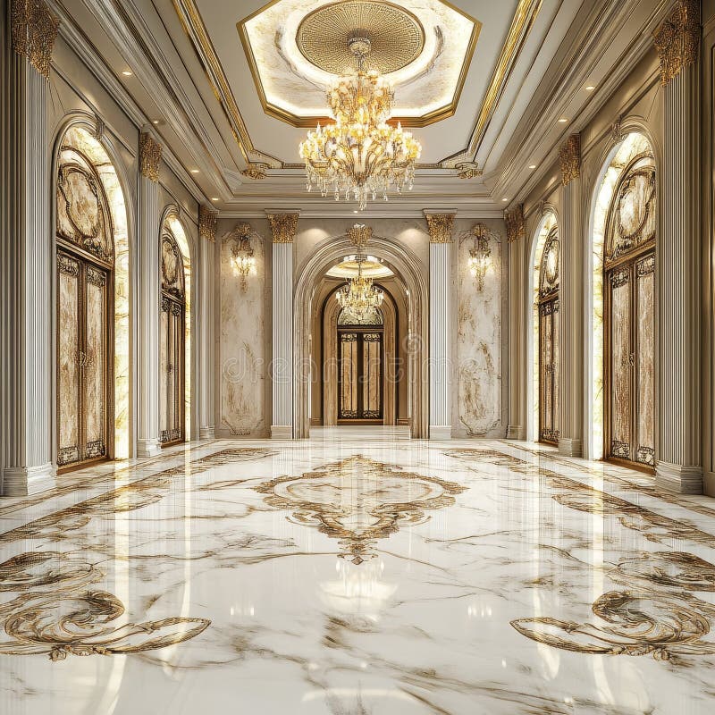 Luxurious Marble Floor in Elegant Art Gallery with Opulent Design ...