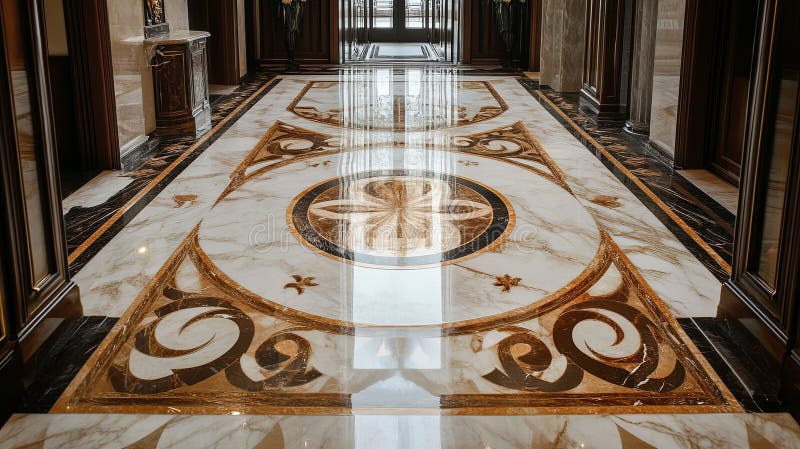 A Luxurious Marble Floor with Intricate Patterns.. Stock Photo - Image ...