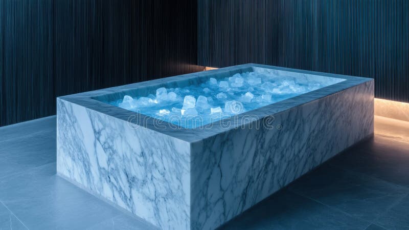 Luxurious Marble Ice Bath in Modern Spa Setting with Subtle Ambient ...