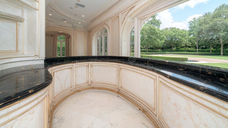 Luxurious Marble Interior with Arched Windows and Ornate Architectural ...
