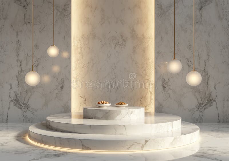 Luxurious Marble Interior with Elegant Lighting Stock Illustration ...