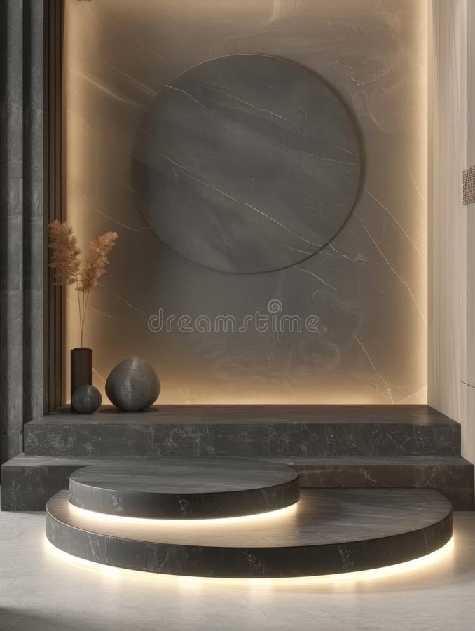 A Luxurious Marble Staircase with Integrated LED Lighting Features a ...