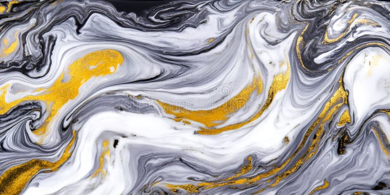 Luxurious Marble Swirling with Black, White, Gold Textures, Presenting ...