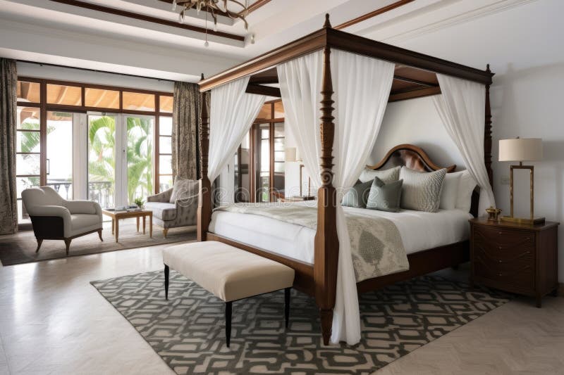 Luxurious Master Suite with Four-poster Bed Stock Image - Image of ...