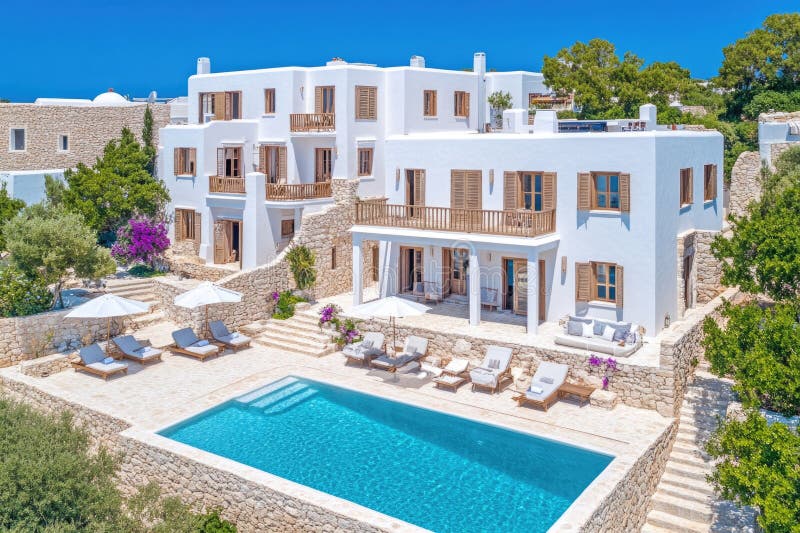 Luxurious Mediterranean Villa with Pool and Stone Architecture Under ...