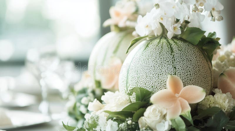 Luxurious Melon Display with Elegant Fruit Presentation Stock Photo ...
