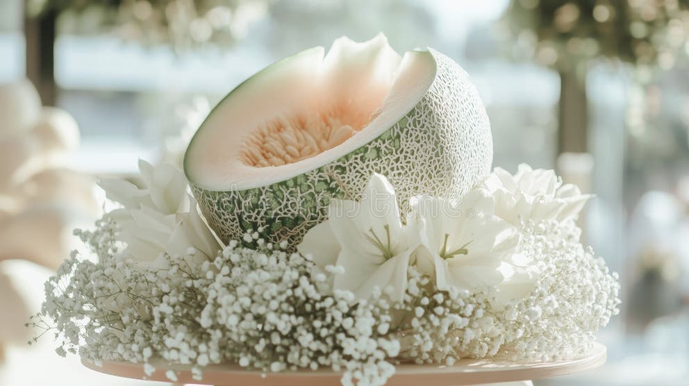 Luxurious Melon Display with Elegant Fruit Presentation Stock Photo ...