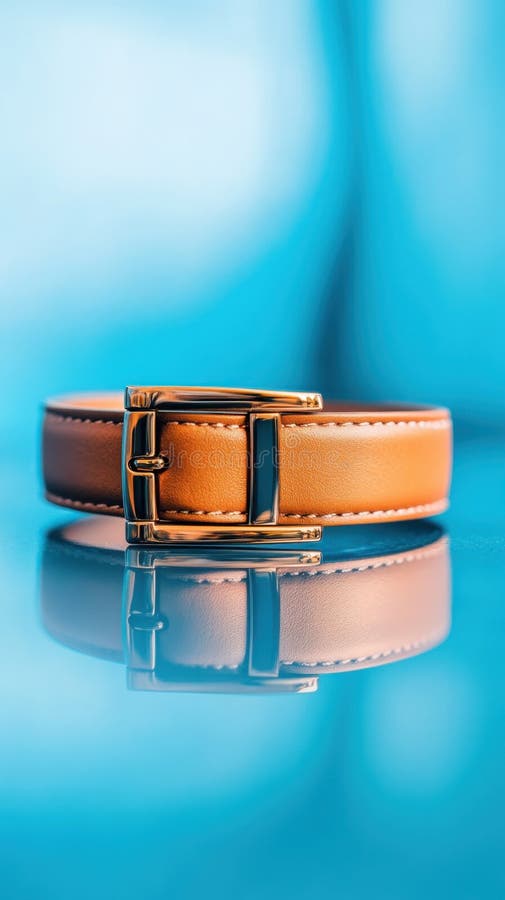 Luxurious Metallic Belt Showcased on a Reflective Surface with Soft ...