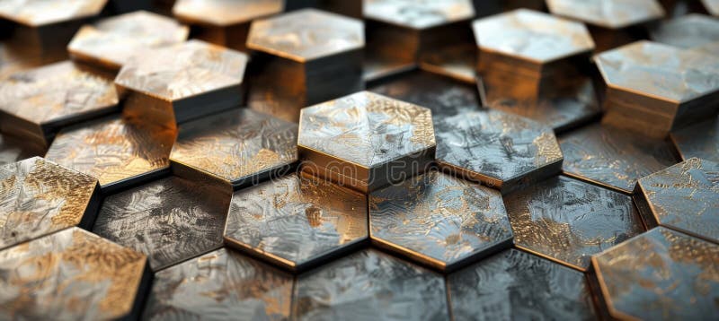 Luxurious Metallic Hexagonal Pattern in Silver and Bronze Tones Stock ...