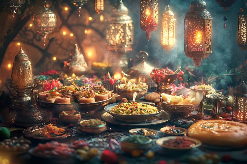 Luxurious Middle Eastern Feast Ramadan Iftar Dinner Table Setting with ...