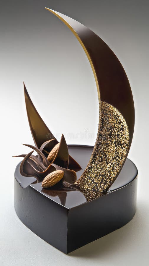 Luxurious Milk Chocolate Dessert with Elegant Design and Nut Garnish ...