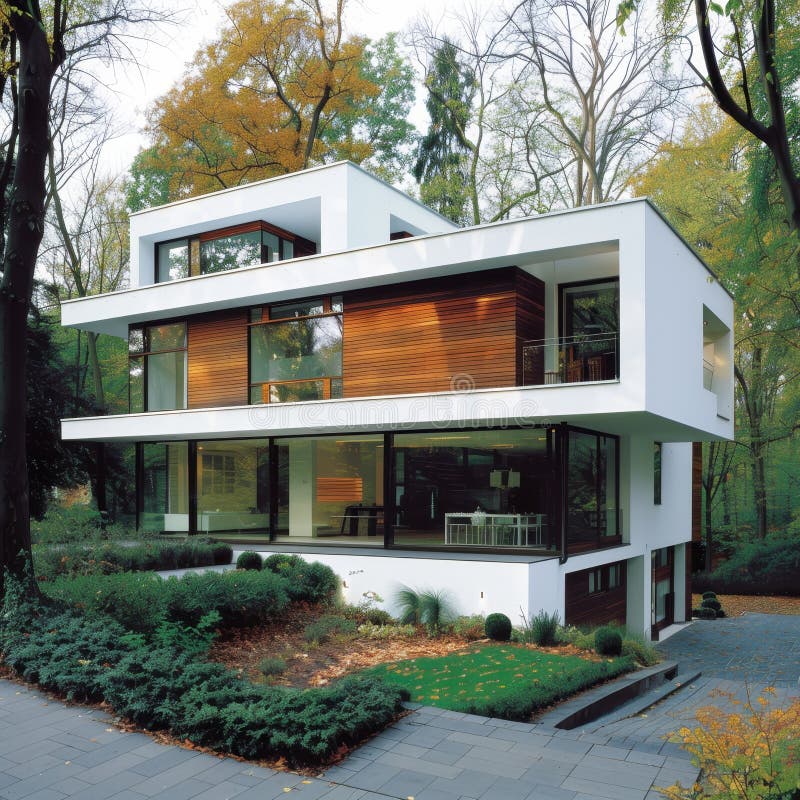 Luxurious Minimalist Cube House in Forest with Elegant White Walls and ...