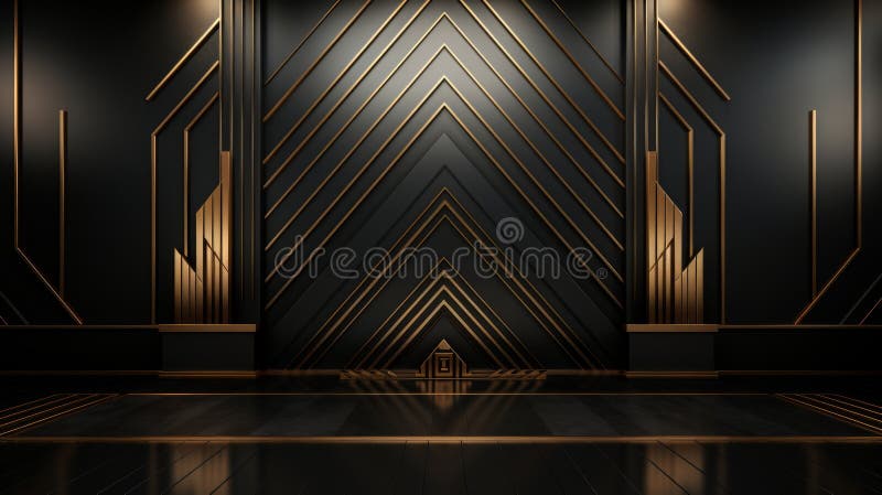 A Luxurious Minimalistic Background Featuring a Gilded Art Deco Pattern ...