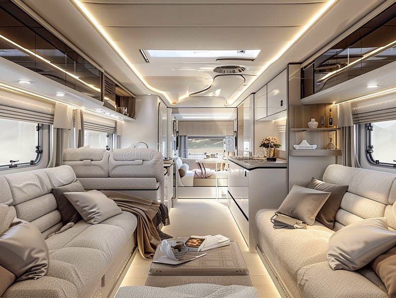 Luxurious and Modern Camper Interior with Comfortable Living Space ...
