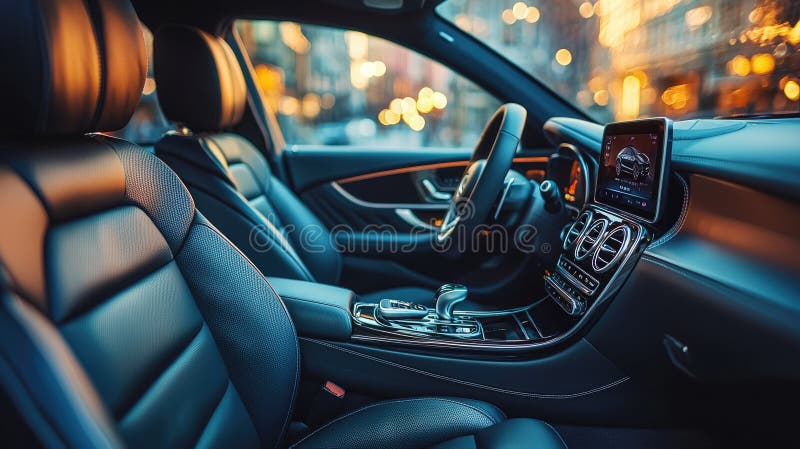 Luxurious Modern Car Interior with Leather Seats and High-tech ...