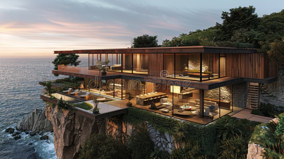 Luxurious Modern Cliffside Home with Panoramic Ocean Views and Elegant ...