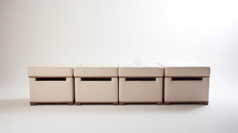 Luxurious Modern Comfy Fixed Organic Modular Storage Bench Design Stock ...