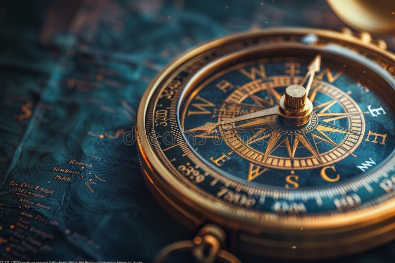 Modern Compass on World Map Stock Photo - Image of geographic ...