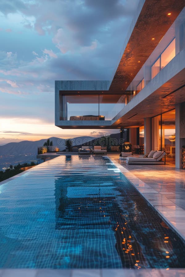 A Luxurious Modern House with Sleek Design, Large Windows, and an ...