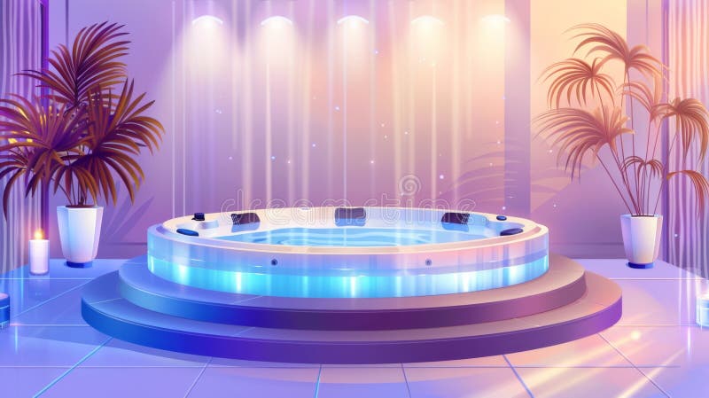 Luxurious Modern Indoor Jacuzzi Spa with Ambient Lighting Stock Photo ...