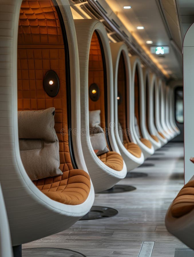 Luxurious Modern Interior of a High-tech Train with Elegant Seating ...