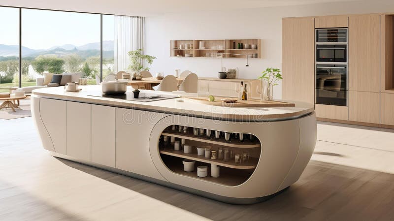 Luxurious Modern Kitchen Island with Organic Modular Design Stock ...