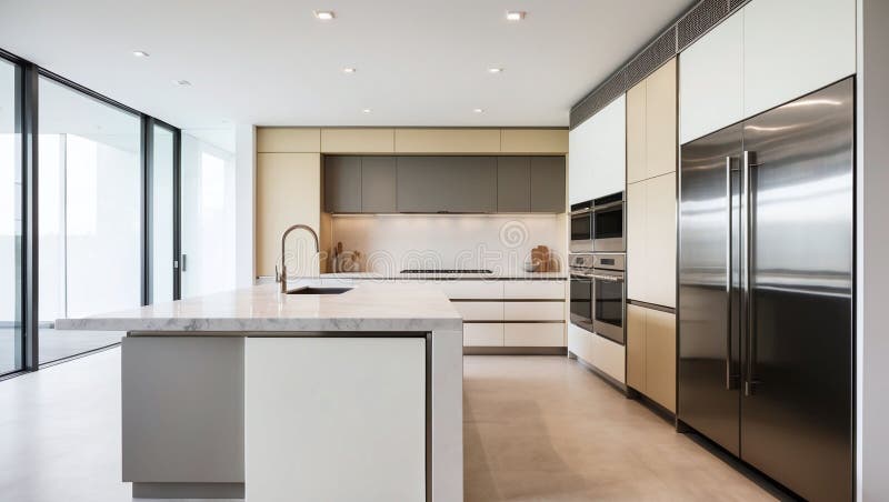 Luxurious Modern Kitchen: Sleek Design with High-End Appliances and ...