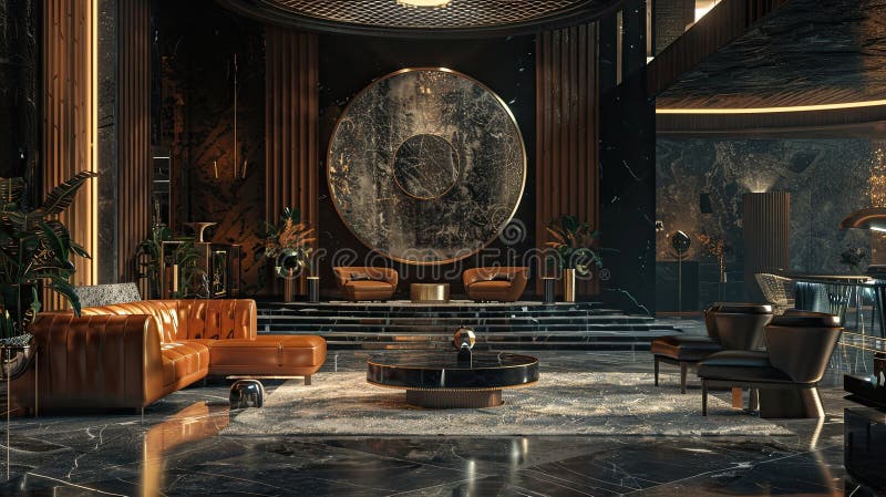 Luxurious Modern Living Room Featuring Opulent Design Elements and ...