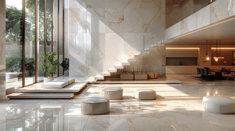 Luxurious Modern Living Space with Marble Interior - Generative Ai ...