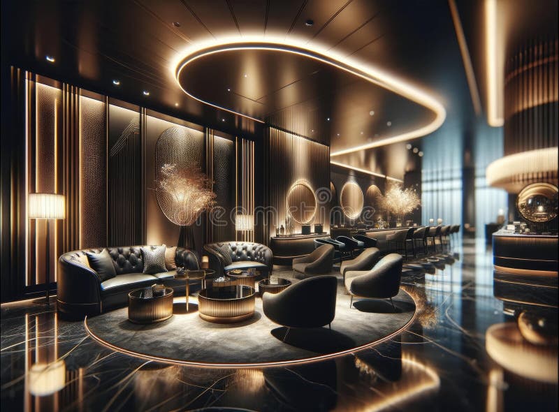 Luxurious Modern Lounge Interior with Elegant Lighting, AI Generated ...
