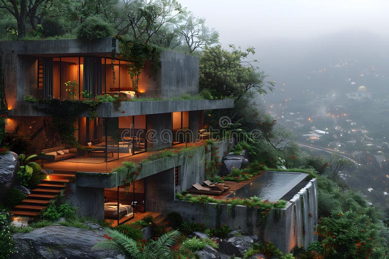 Luxurious Infinity Pool Overlooking Lush Valley Stock Photos - Free ...