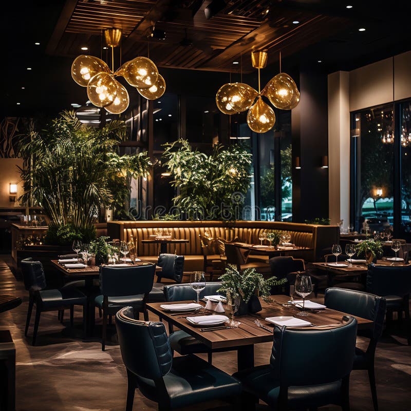 Luxurious Modern Restaurant Interior with a Soothing Atmosphere. AI ...