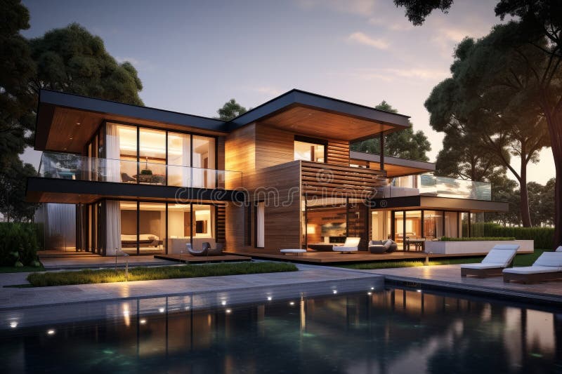 Luxurious Modern Sunny House. Generate Ai Stock Photo - Image of ...