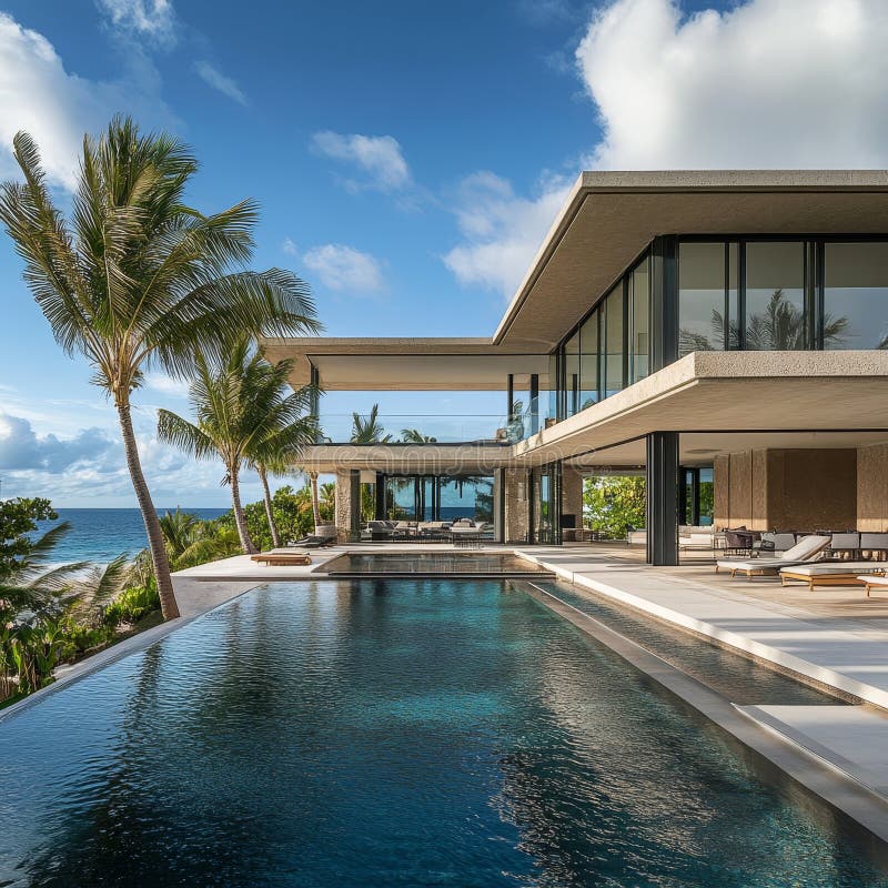 A Luxurious Modern Villa with an Infinity Pool Overlooking the Ocean ...