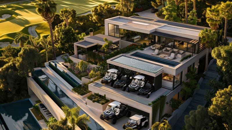 Luxurious Modern Villa Surrounded by Palm Trees in a Sunny Golf Course ... Luxurious Modern Villa Surrounded by Palm Trees in a Sunny Golf Course ...