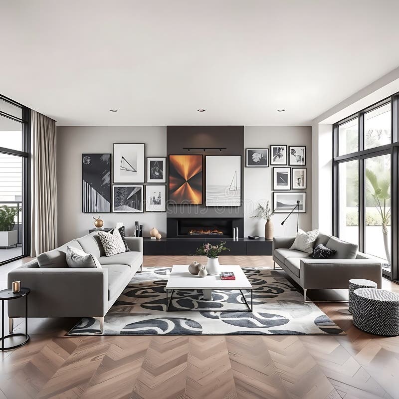 A Luxurious Modular Sectional Sofa with Plush Cushions and an Open Plan ...