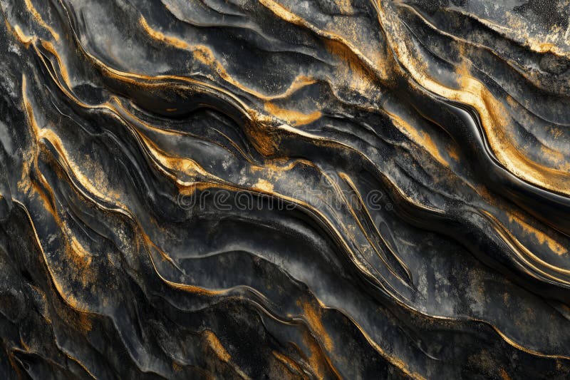 Luxurious Molten Metal, Flowing in a Continuous Wave of Gold and Black ...