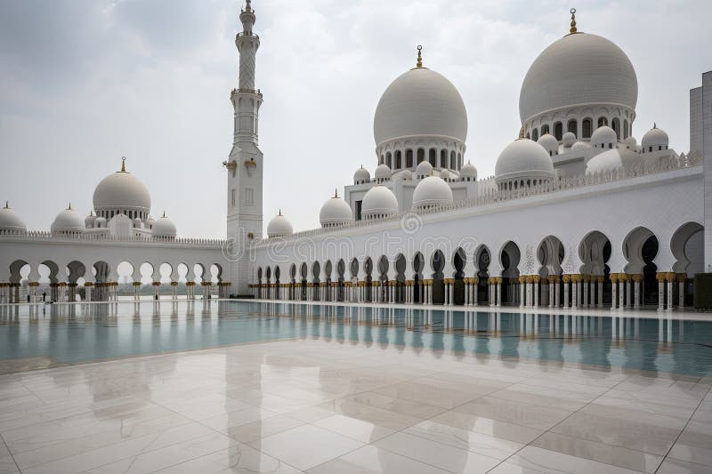 Luxurious Mosque with Towering Minarets and Stained Glass Windows Stock ...