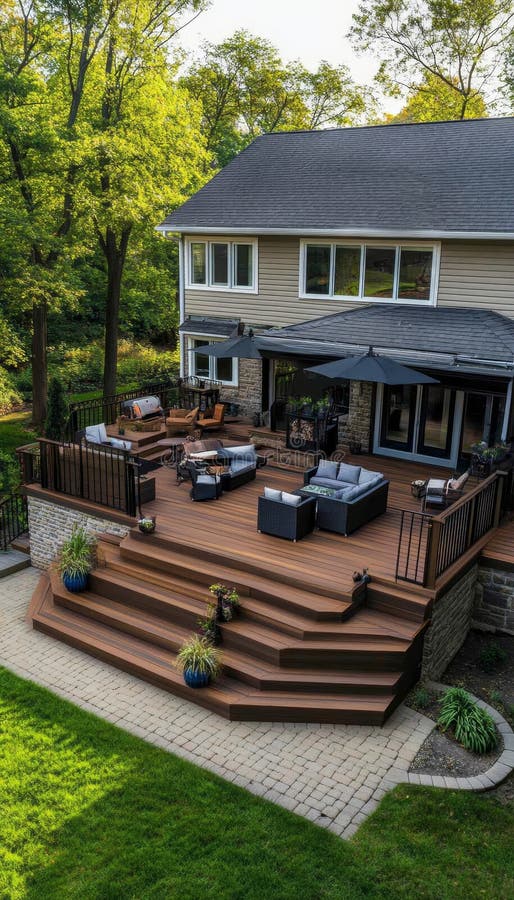 Luxurious Multi Tiered Deck Made with Durable Composite Materials for ...