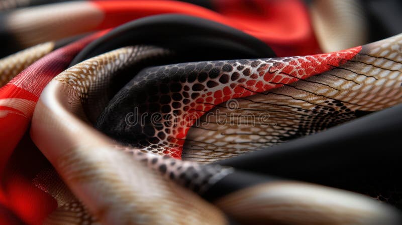 Luxurious Multicolored Fabric with Intricate Snake Skin Pattern Design ...