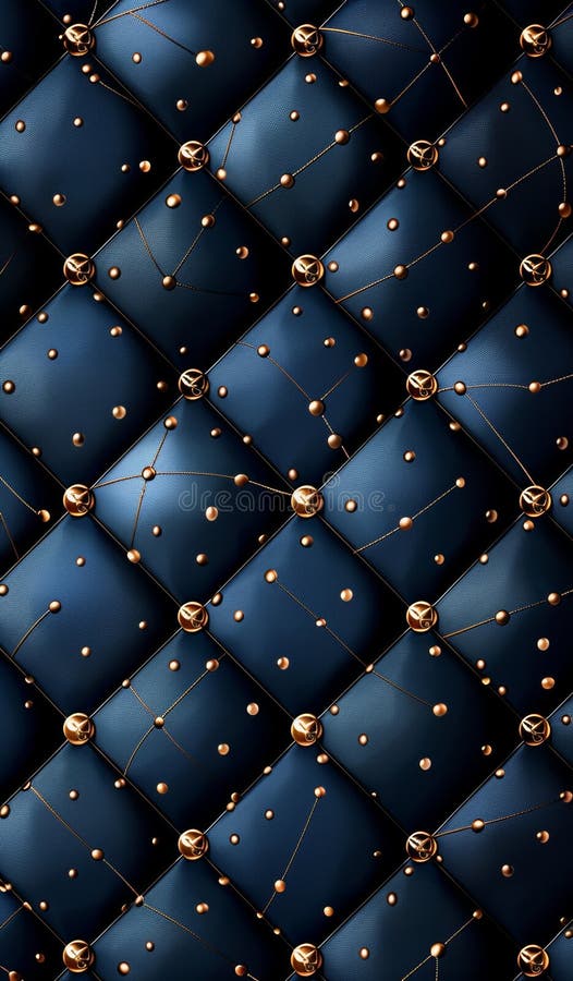 Luxurious Navy Blue and Gold Geometric Pattern Background with Quilted ...