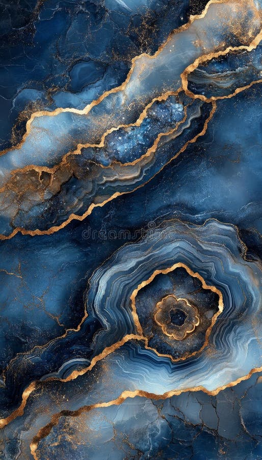 Luxurious Navy Blue Marble Texture, Elegant Background with Golden ...