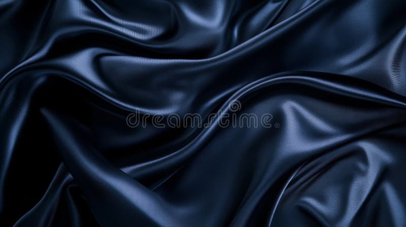 Luxurious Navy Blue Silk Satin Drapes Flowing Gracefully Stock ...