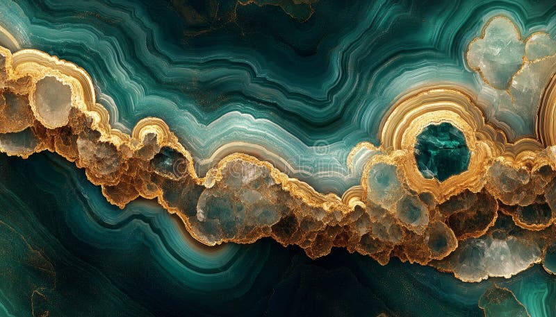 Luxurious Navy and Gold Marble Texture, Emerald Green Quartz Geode ...