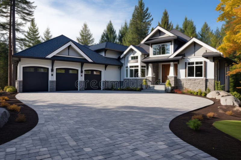 A Luxurious New Construction Home, Modern Style of Home with Car Garage ...