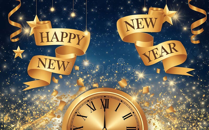 Luxurious New Year Wallpaper Featuring Golden Ribbons and Celebratory ...