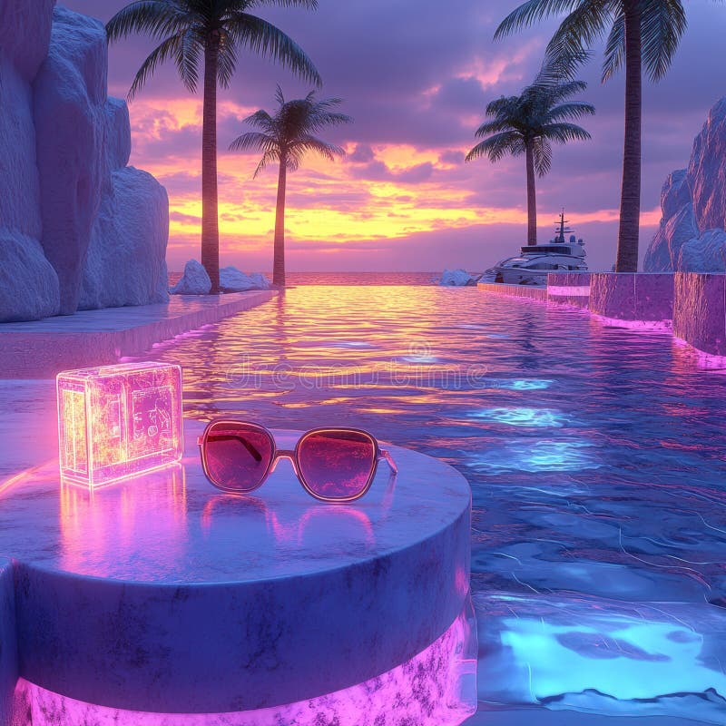 A Luxurious Night Scene by the Ocean, Featuring an Inviting Infinity ...