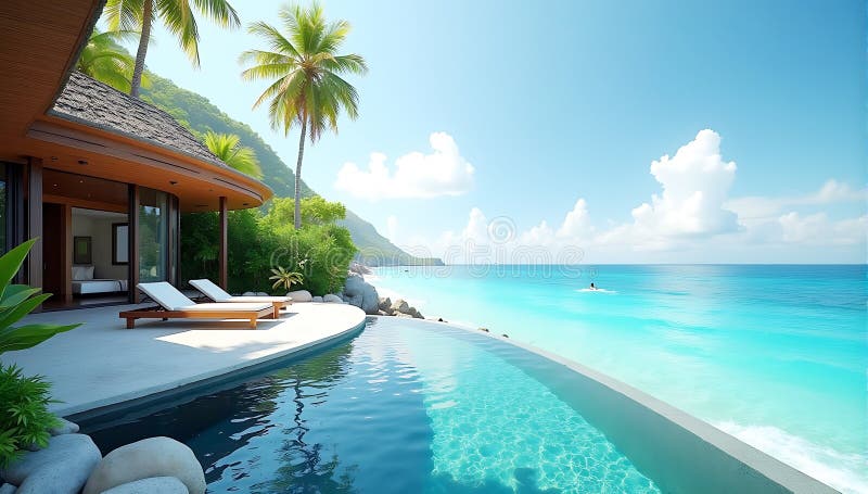 A Luxurious Oceanfront Villa with an Open-concept Design, Featuring a ...